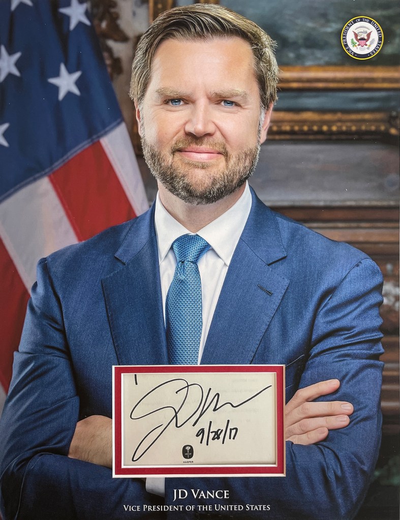 JD VANCE custom 11×14 mat for book page autograph – NORTHCOLLECTORS